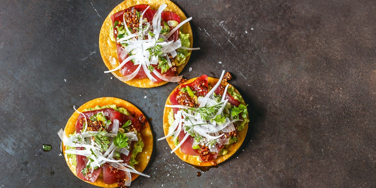 Tuna Tostadas with Avocado, Ginger, and Scallion Recipe - Sunset Magazine